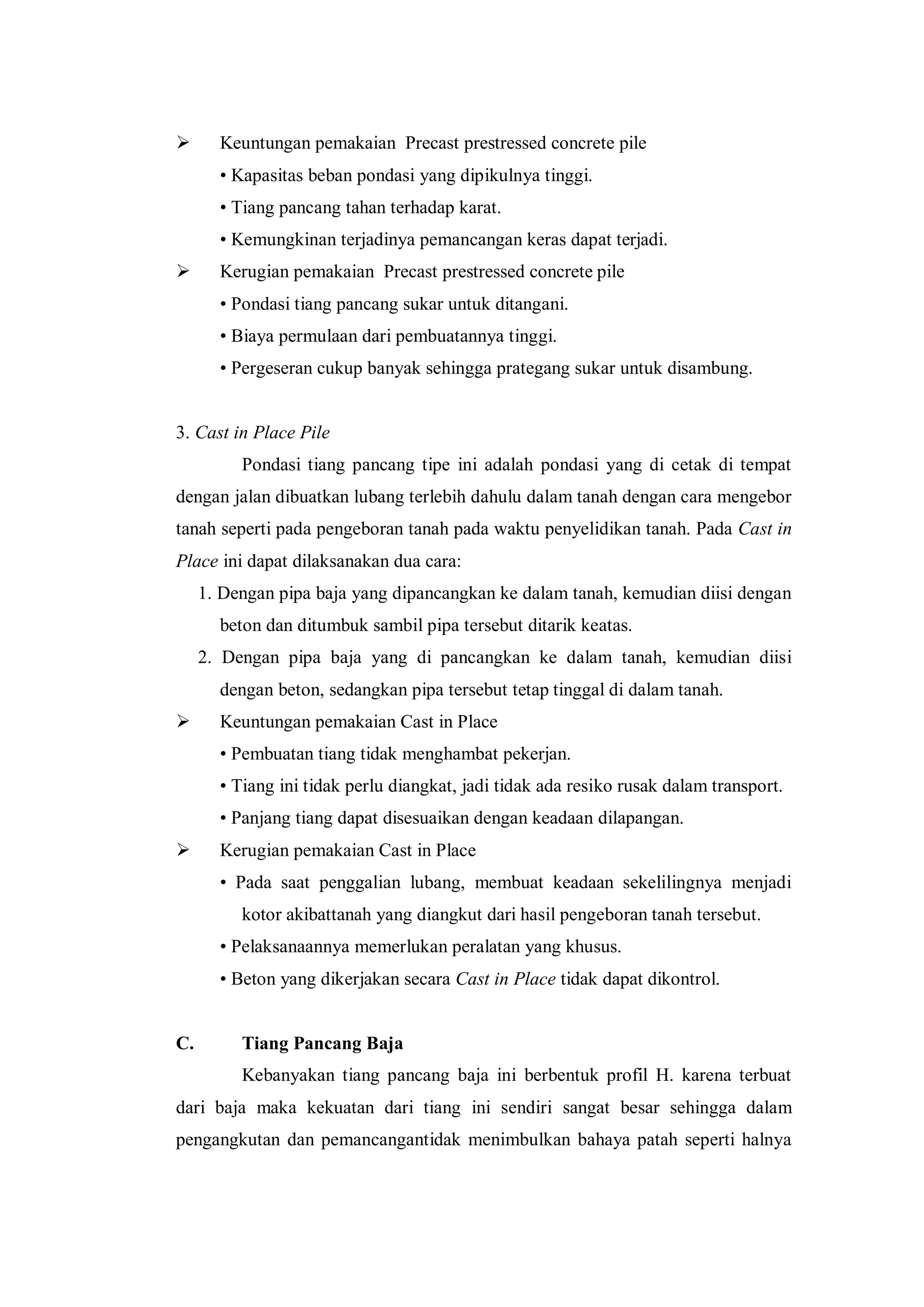 Pondasi tiang pancang univ.gunadarma (ayu, aci, yoan) | PDF