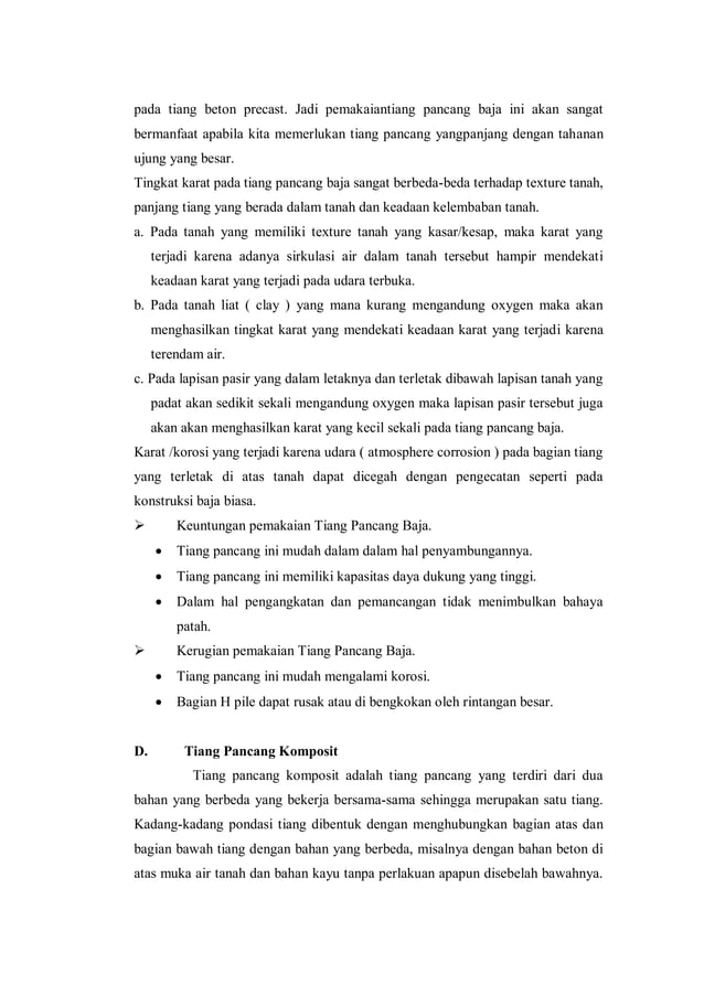 Pondasi tiang pancang univ.gunadarma (ayu, aci, yoan) | PDF