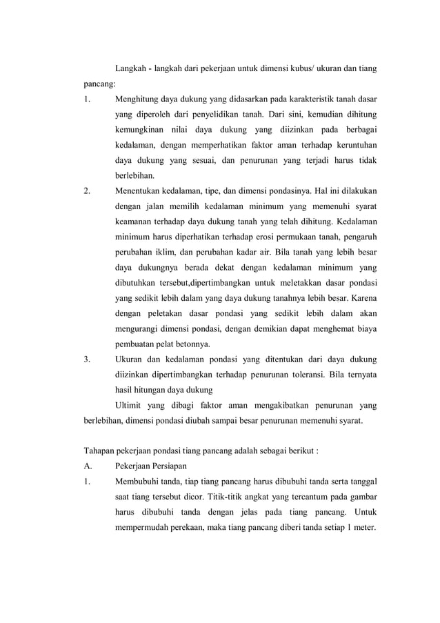 Pondasi tiang pancang univ.gunadarma (ayu, aci, yoan) | PDF