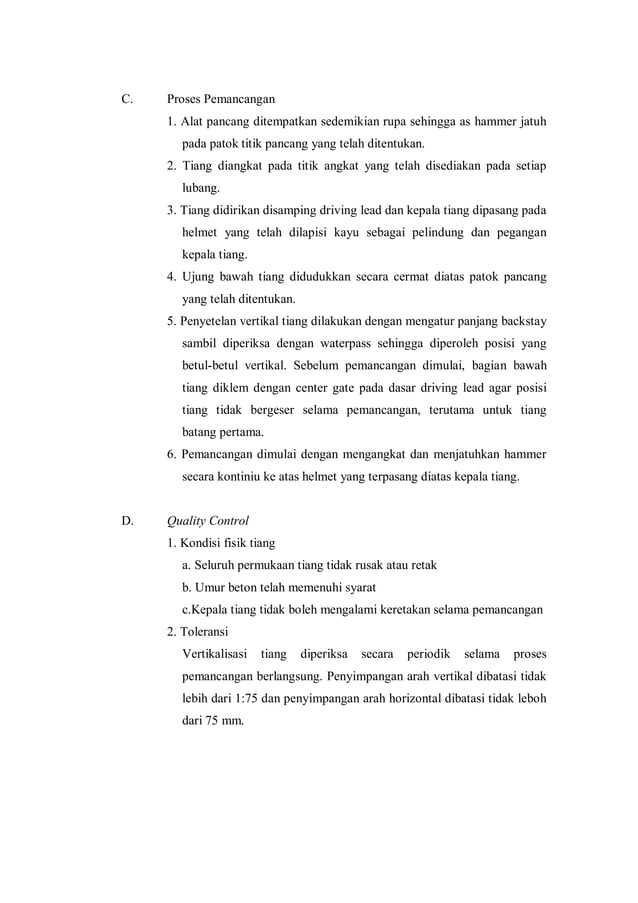 Pondasi tiang pancang univ.gunadarma (ayu, aci, yoan) | PDF