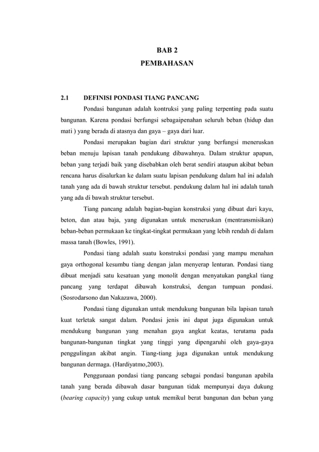 Pondasi tiang pancang univ.gunadarma (ayu, aci, yoan) | PDF