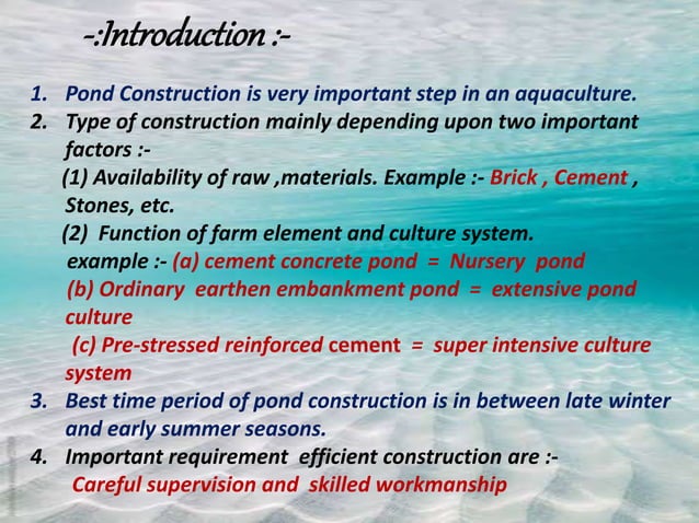 CONSTRUCTION OF FISH POND | PPTX