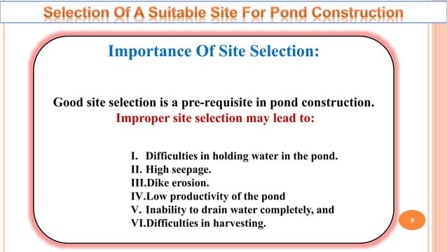 CONSTRUCTION OF FISH POND | PPTX | Fish and Aquariums | Pets
