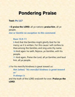 Pondering Praise | DOCX | Christianity | Religion & Spirituality