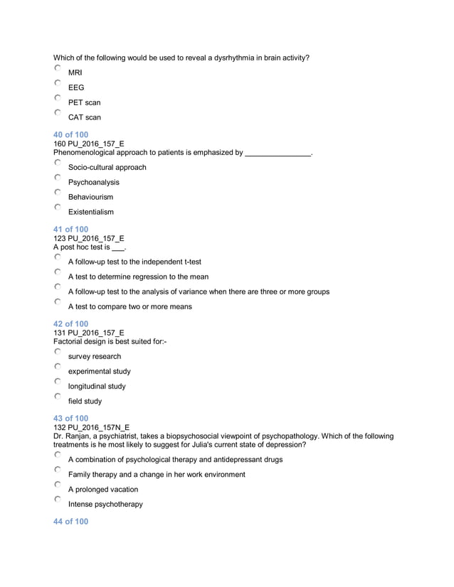 Pondicherry University 2016 Ph.D applied psychology entrance exam ...