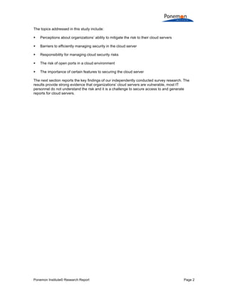 Ponemon cloud security study | PDF