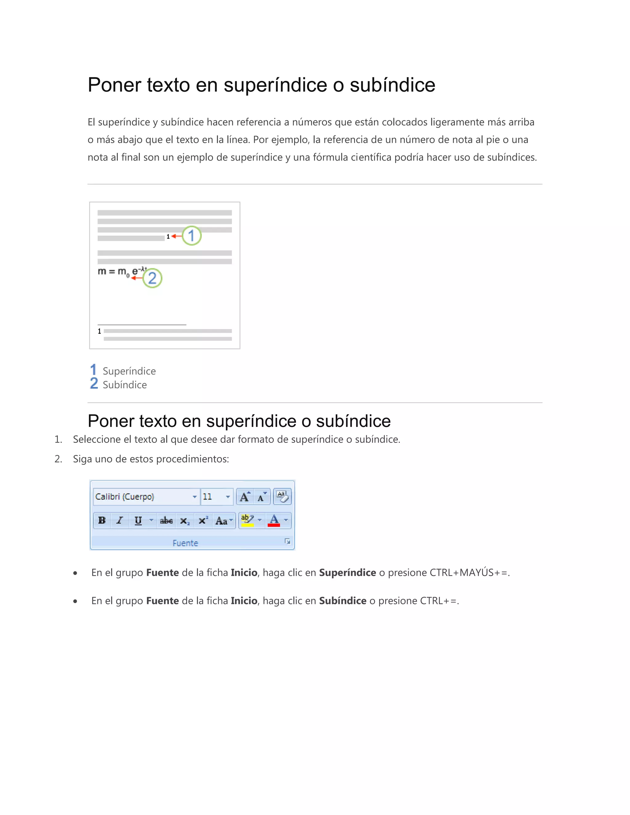 Poner texto en superíndice o subíndice | PDF