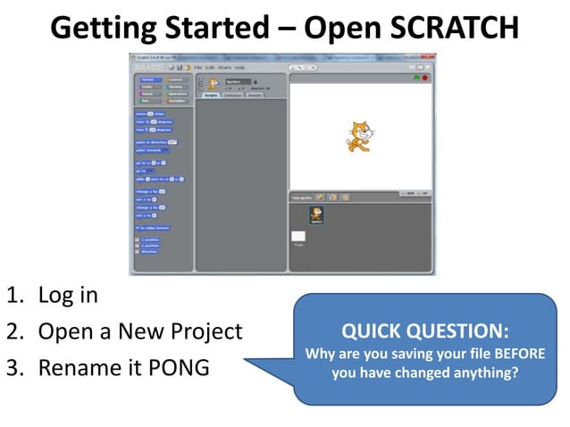 Pong on SCRATCH Directions | PPT