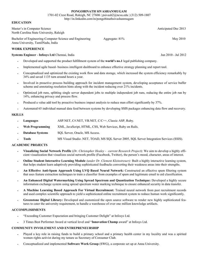 Pongobinath sivashanmugam resume | PDF