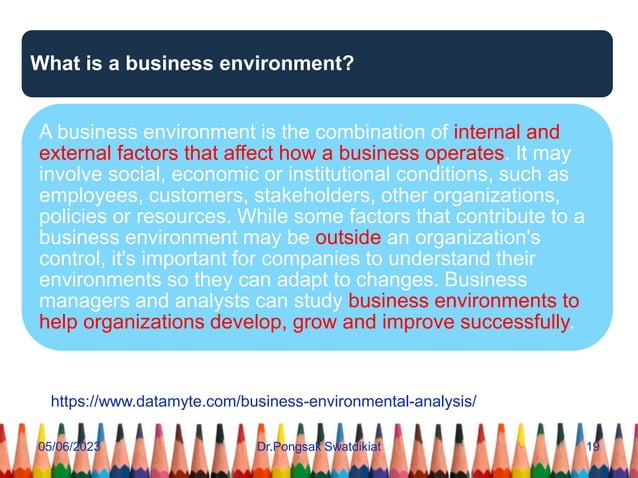 BUSINESS ENVIRONMENTAL สภาพแวดล้อมทางธุรกิจ | PDF