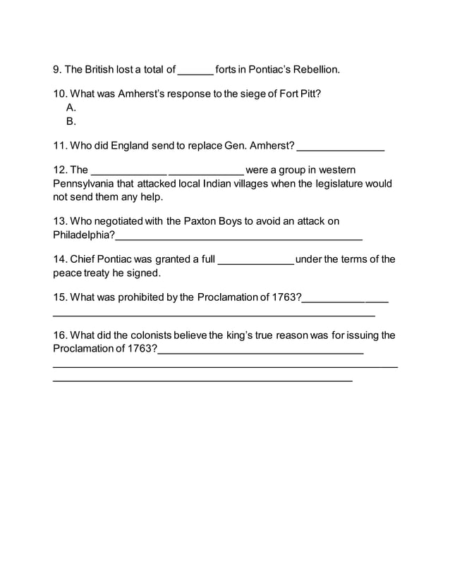 Pontiac's Rebellion/Proclamation of 1763 | DOCX