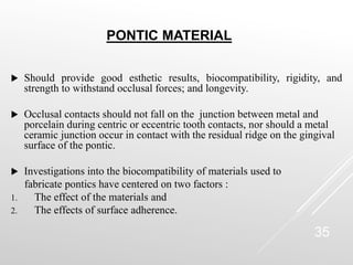 PONTICS IN FIXED PARTIAL DENTURE FOR ORAL | PPT