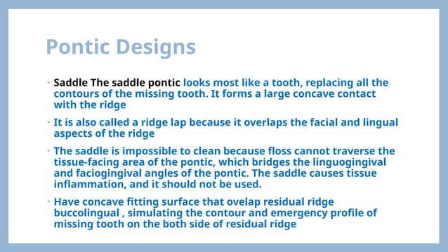 pontic in making teeth for dental practices | PPTX