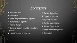 Pontics in Fixed Partial Denture | PPTX