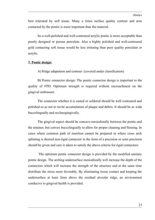 Pontics in fpd | DOC
