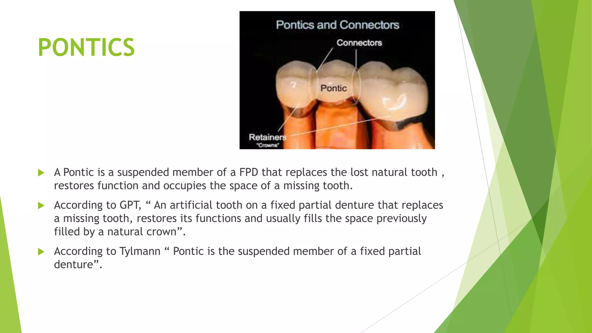Pontics in fpd | PPTX