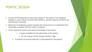 Pontics in fpd | PPTX