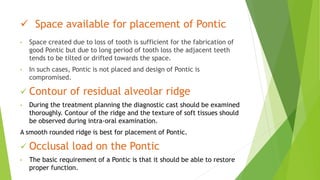 Pontics in fpd | PPTX