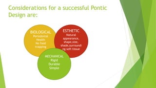 Pontics in fpd | PPTX