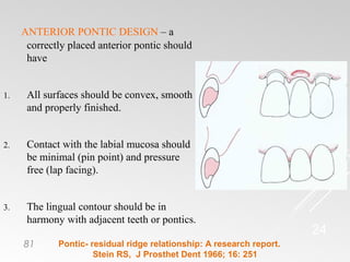 Pontics in Fixed Partial Dentures | PPT