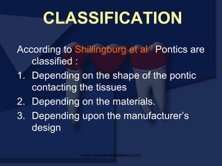 Pontics Design in fixed prosthodontics | PPT