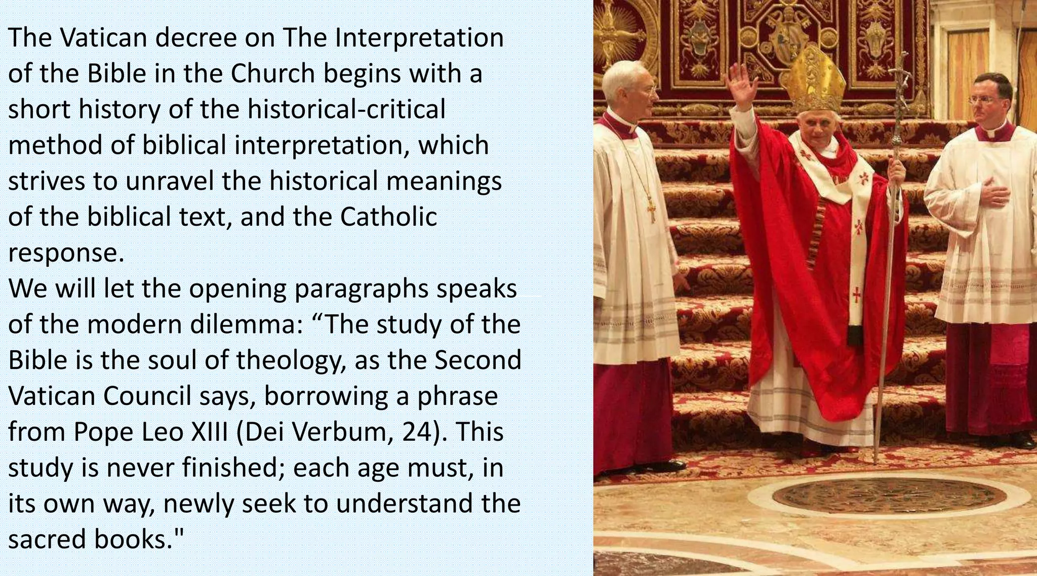 Vatican Decree on Biblical Interpretation, Cardinal Ratzinger and ...