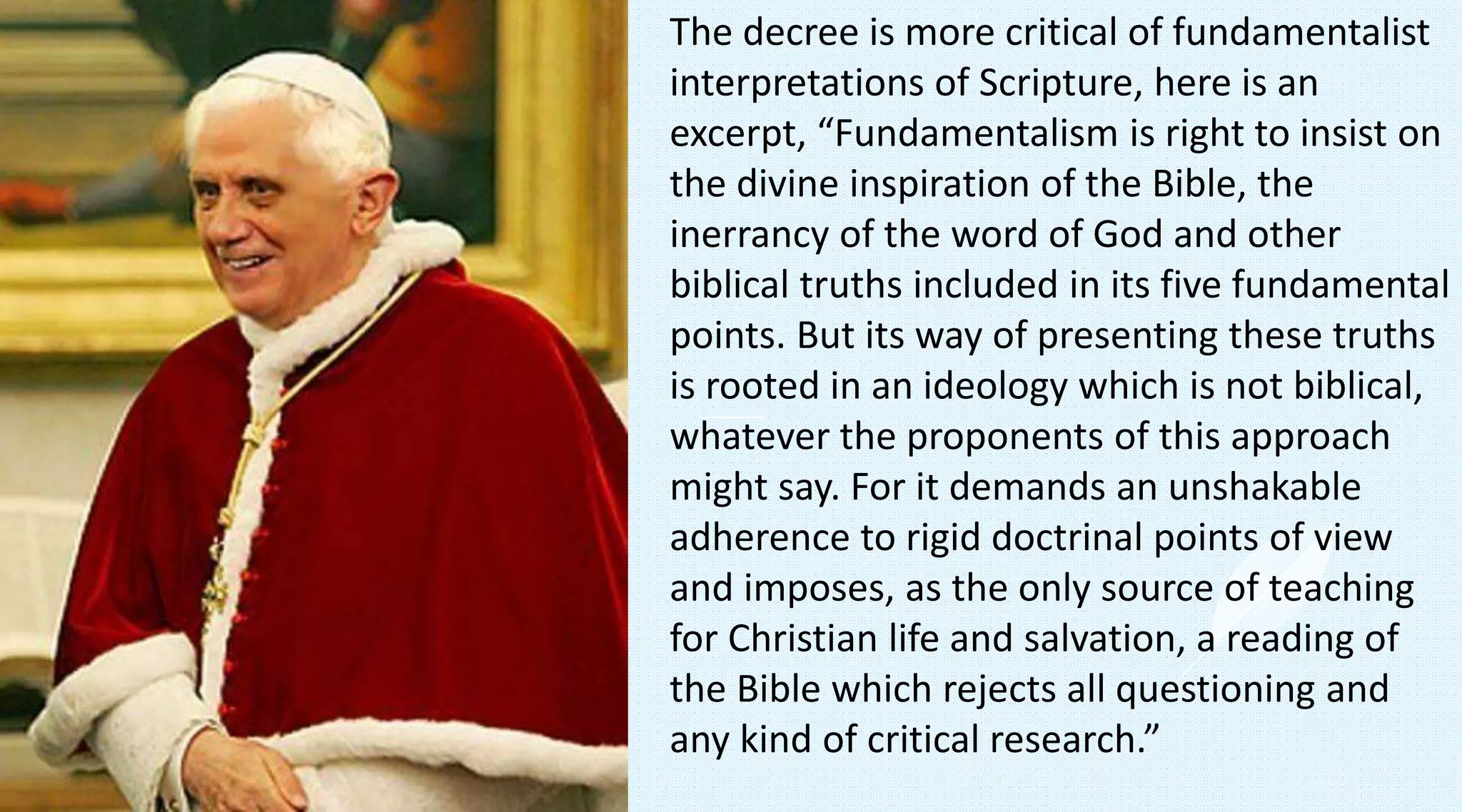 Vatican Decree on Biblical Interpretation, Cardinal Ratzinger and ...