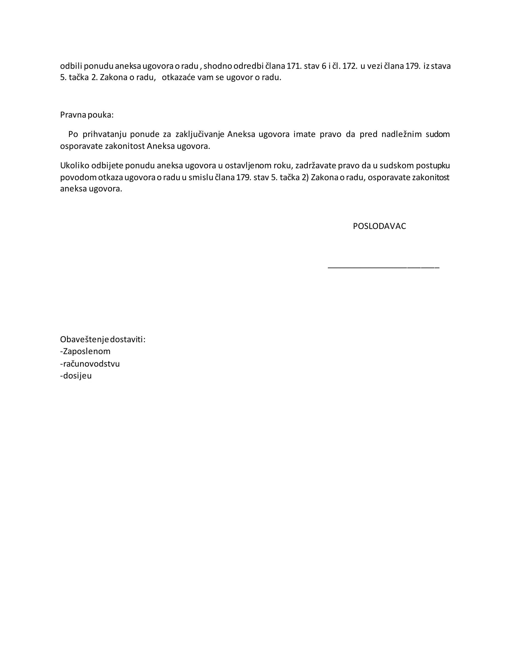 Ponuda za aneks rad od kuće | DOCX