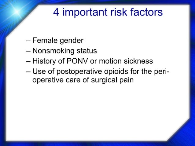 Ponv anaesthesia managment | PPT | Digestive Disorders | Diseases and ...
