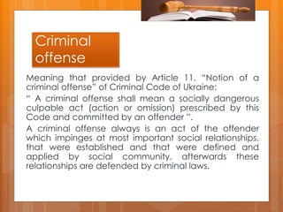 The crimes: concept, elements and types | PPTX