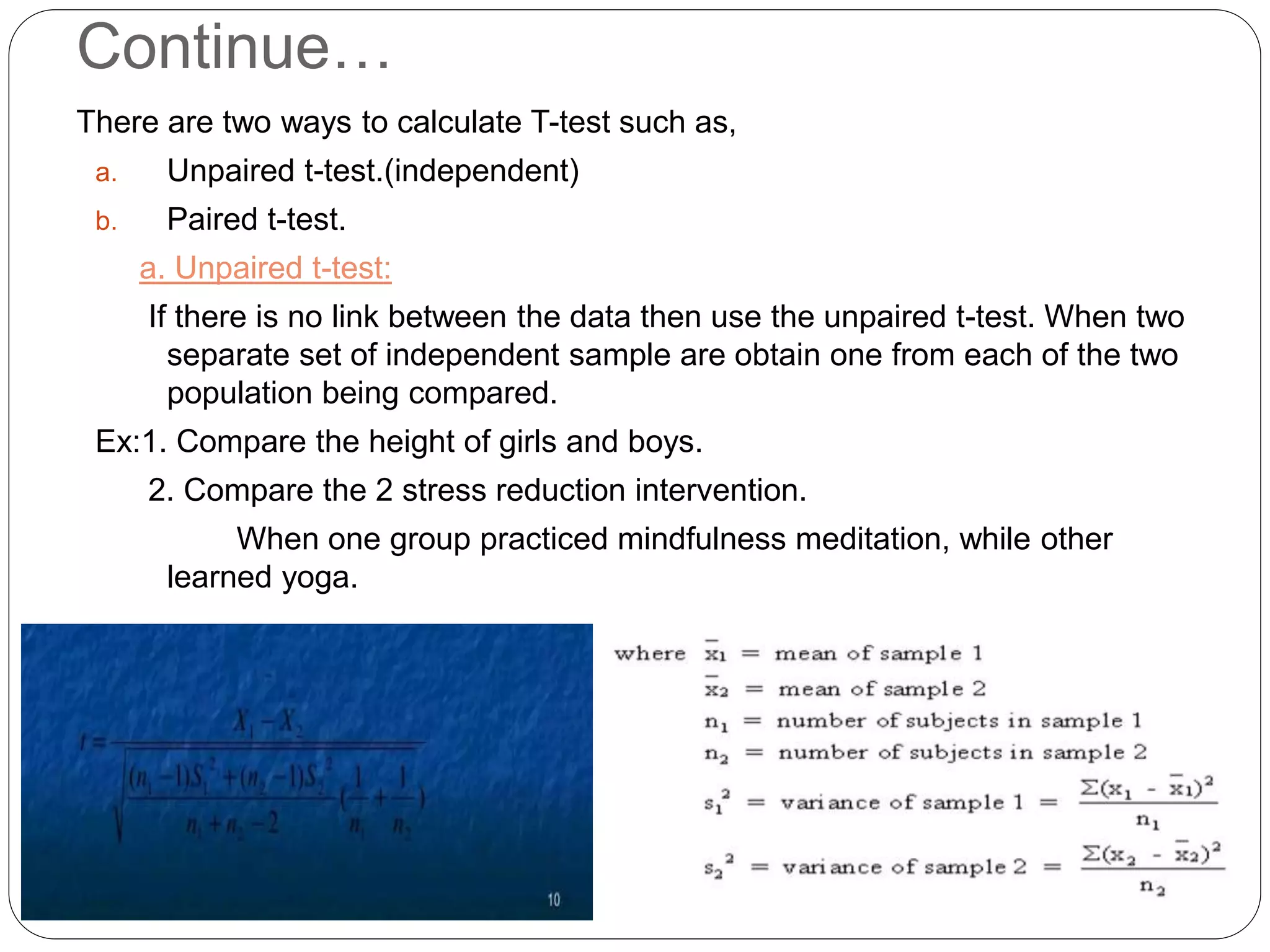 Parametric Statistical tests | PPTX
