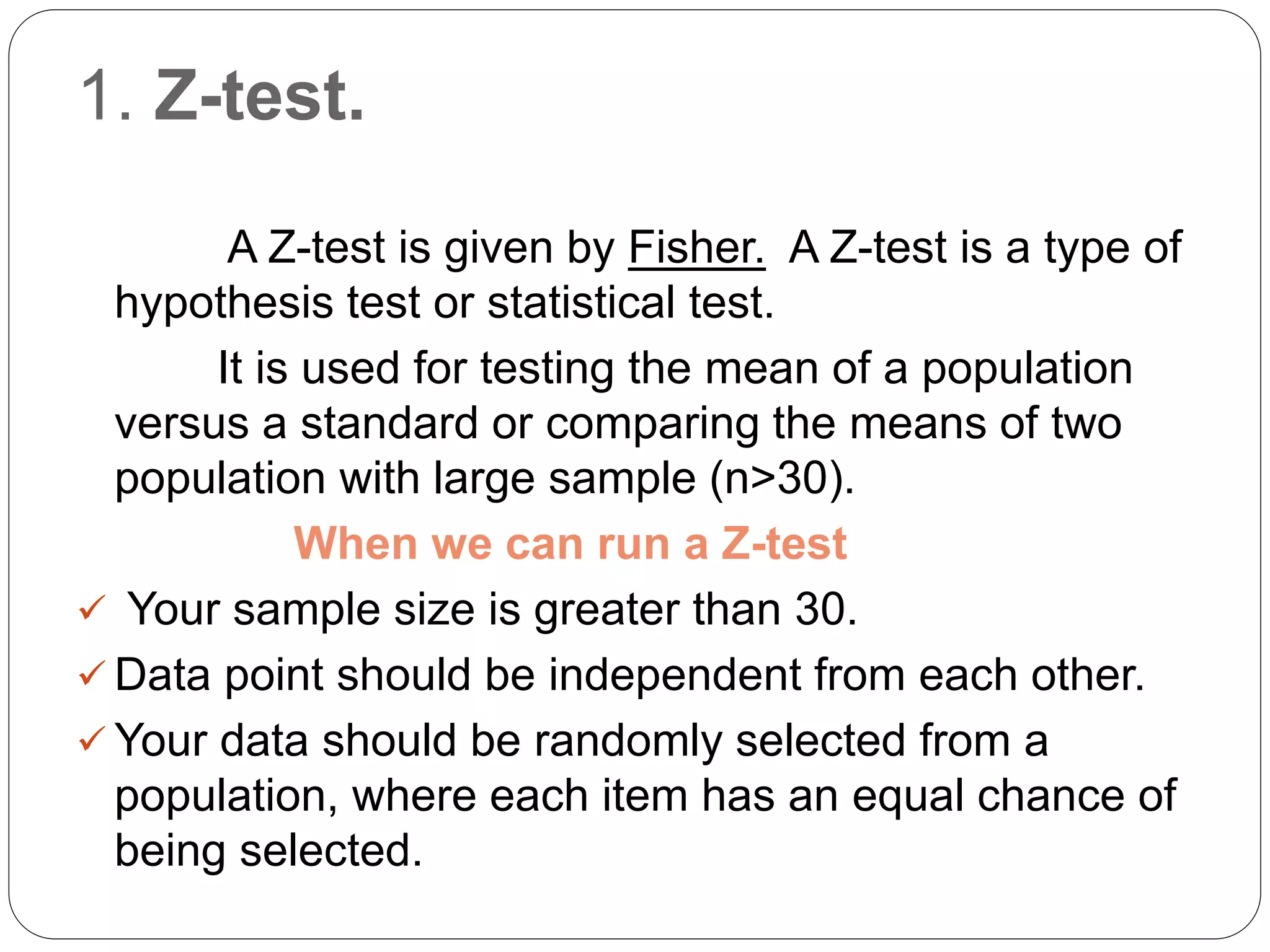Parametric Statistical tests | PPTX