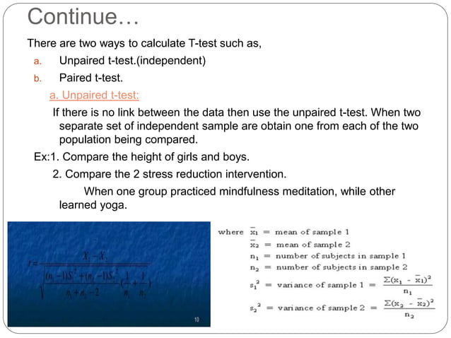 Parametric Statistical tests | PPTX