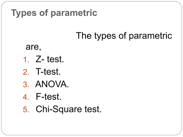 Parametric Statistical tests | PPTX