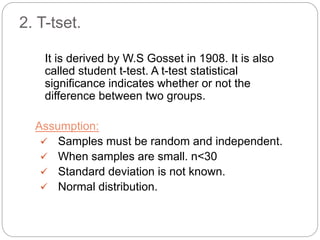 Parametric Statistical tests | PPTX