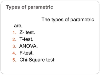 Parametric Statistical tests | PPT