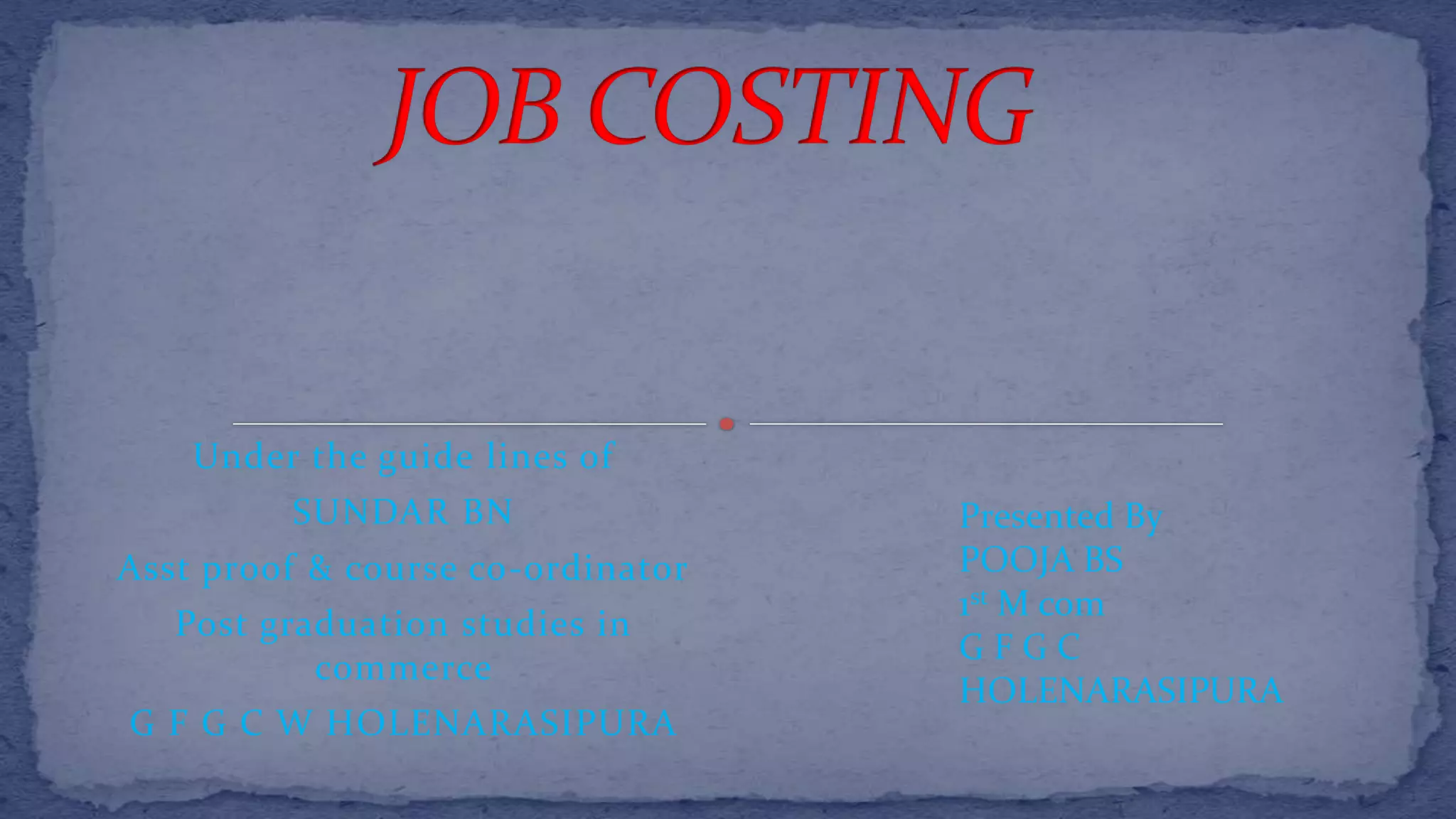 Job costing | PPT
