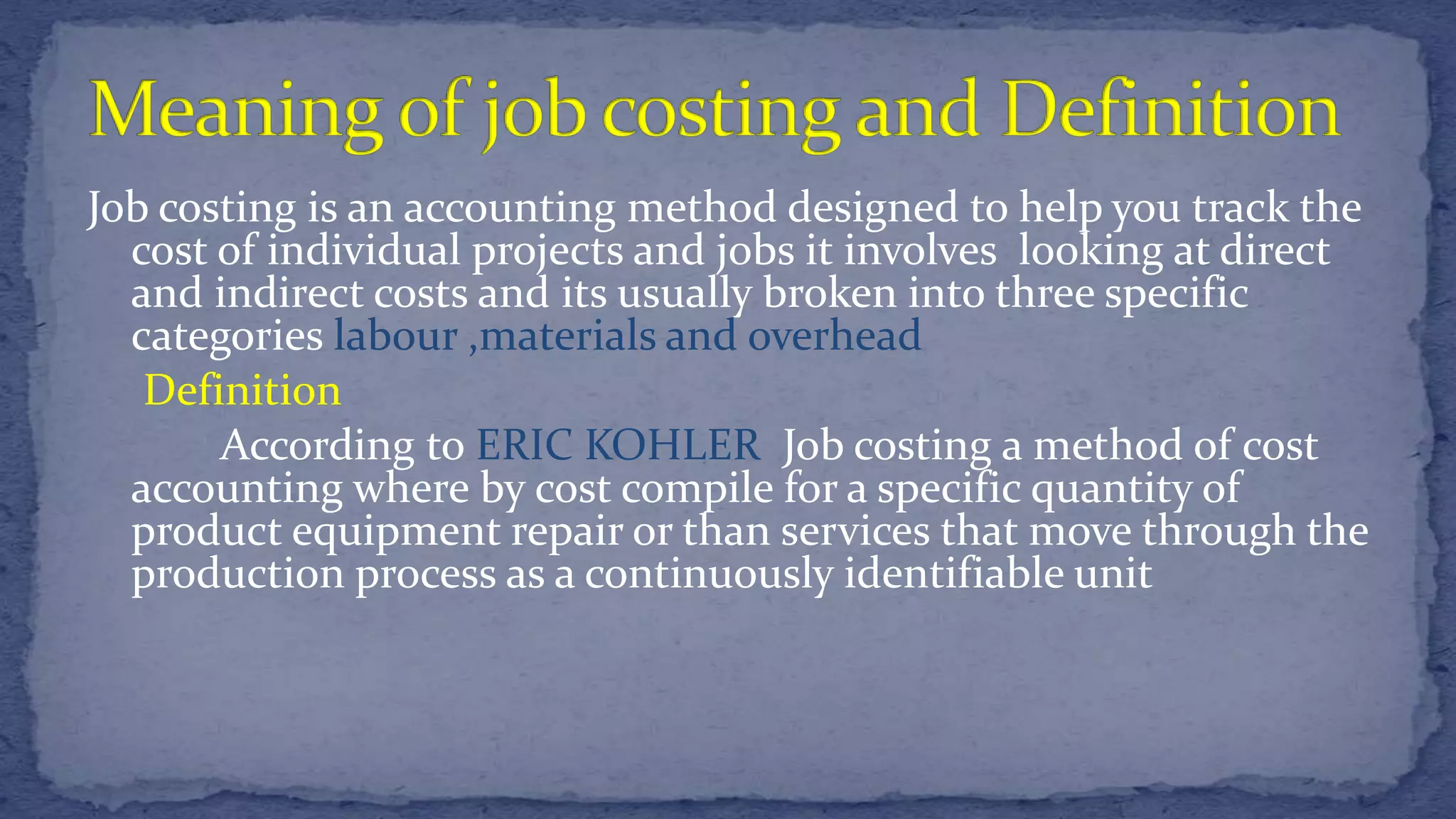 Job costing | PPT