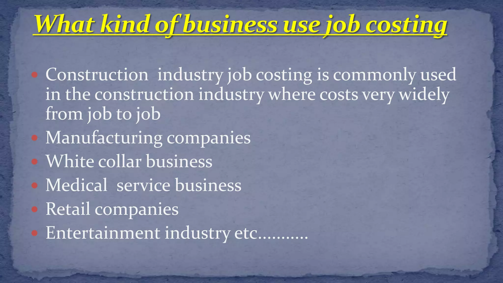 Job costing | PPT