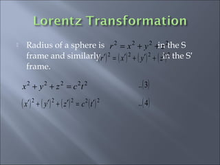 LORENTZ TRANSFORMATION Pooja chouhan | PPT