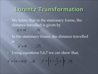 LORENTZ TRANSFORMATION Pooja chouhan | PPT
