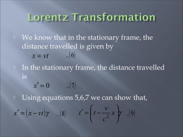 LORENTZ TRANSFORMATION Pooja chouhan | PPT | Physics | Science
