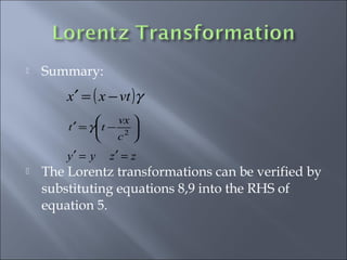 LORENTZ TRANSFORMATION Pooja chouhan | PPT