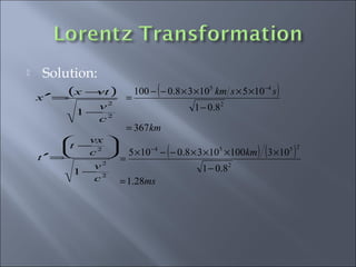 LORENTZ TRANSFORMATION Pooja chouhan | PPT