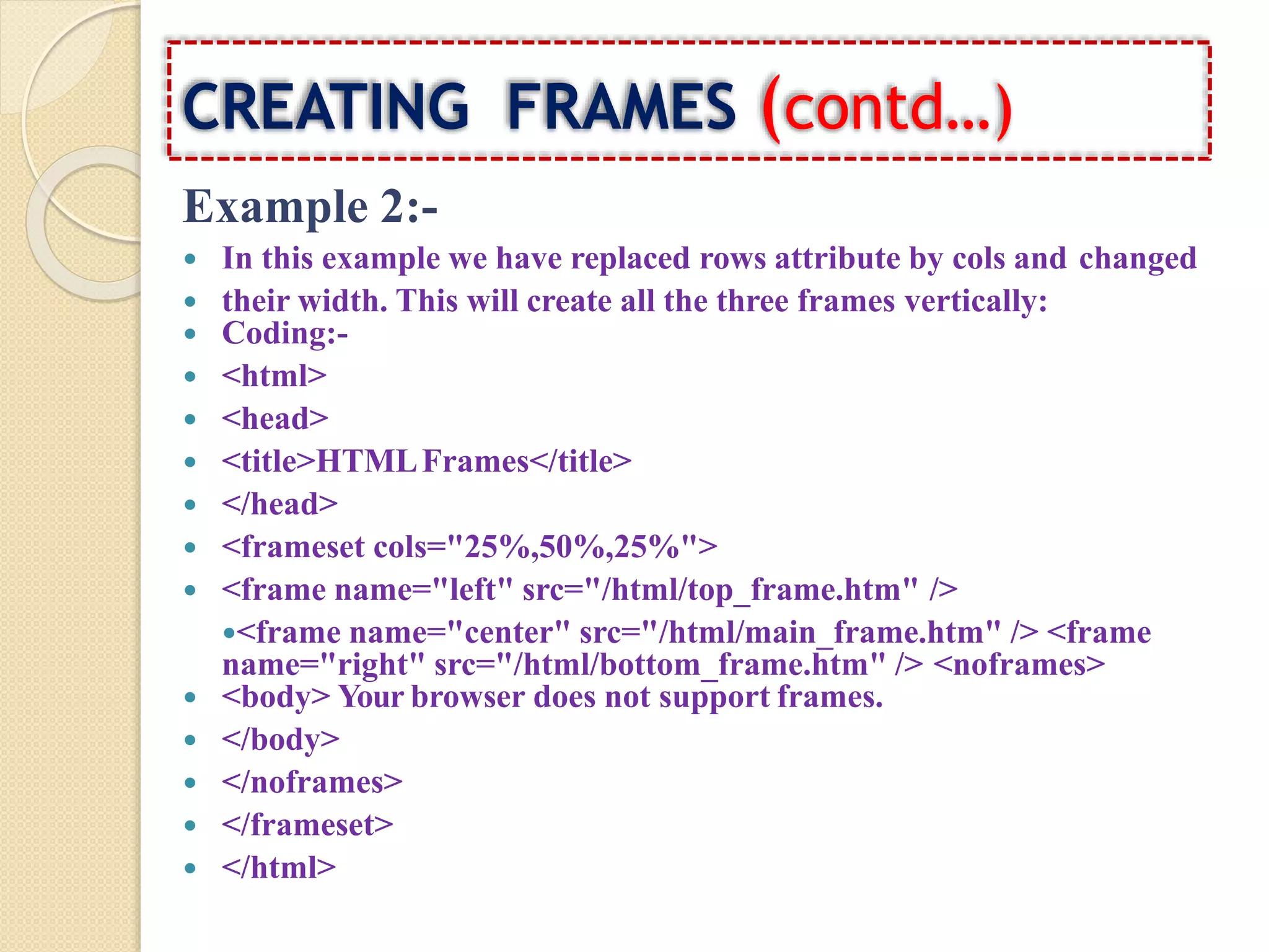 DEFINE FRAME AND FRAME SET WITH EXAMPLE | PPTX