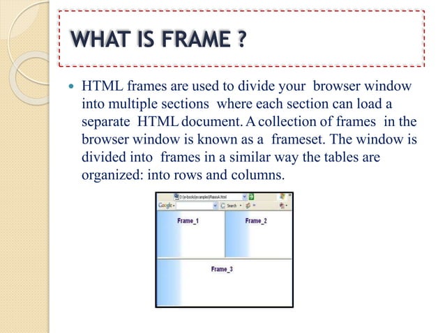 DEFINE FRAME AND FRAME SET WITH EXAMPLE | PPT