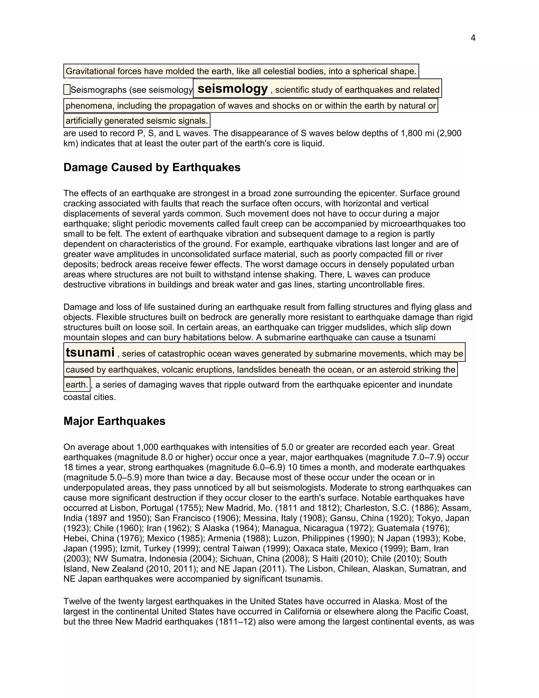 Earthquake project | DOCX