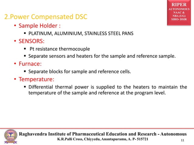 Differential Scanning Calorimeter Instrumentation.(DSC) | PPTX