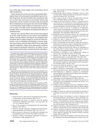 Pooled Analysis Of Antidepressant Levels In Lactating Mothers, Breast Milk, And Nursing Infants ...