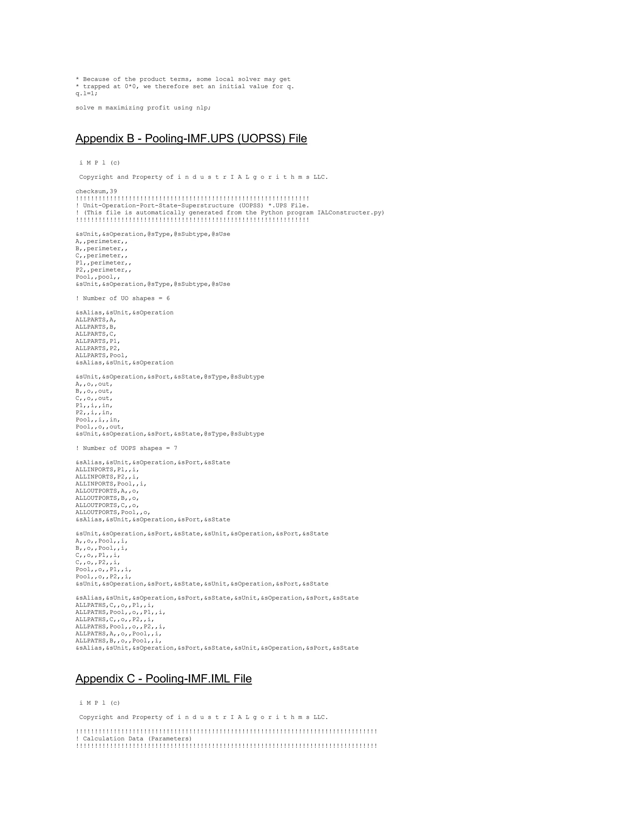 Pooling optimization problem | PDF